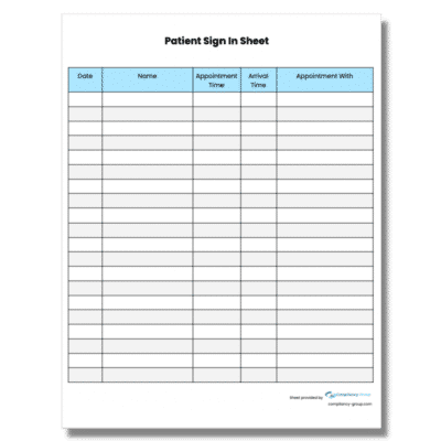 Patient Sign In Sheet Download - Compliancy Group